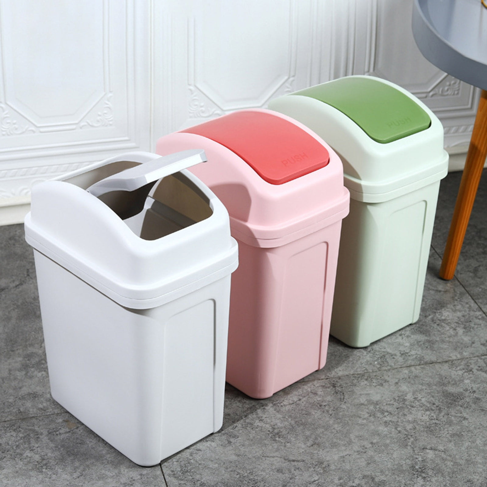 Heajfvd Home Garbage Can with Lid Thickened Press Type Swing Cover ...