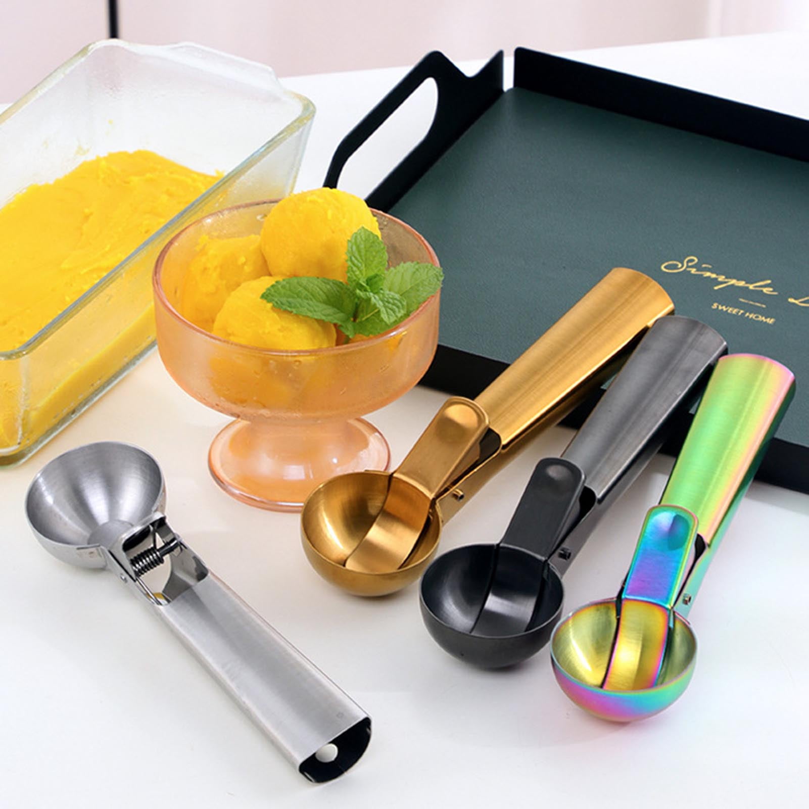 Heajfvd Ice Cream Scoop with Trigger Non-stick Dishwasher Safe Anti ...