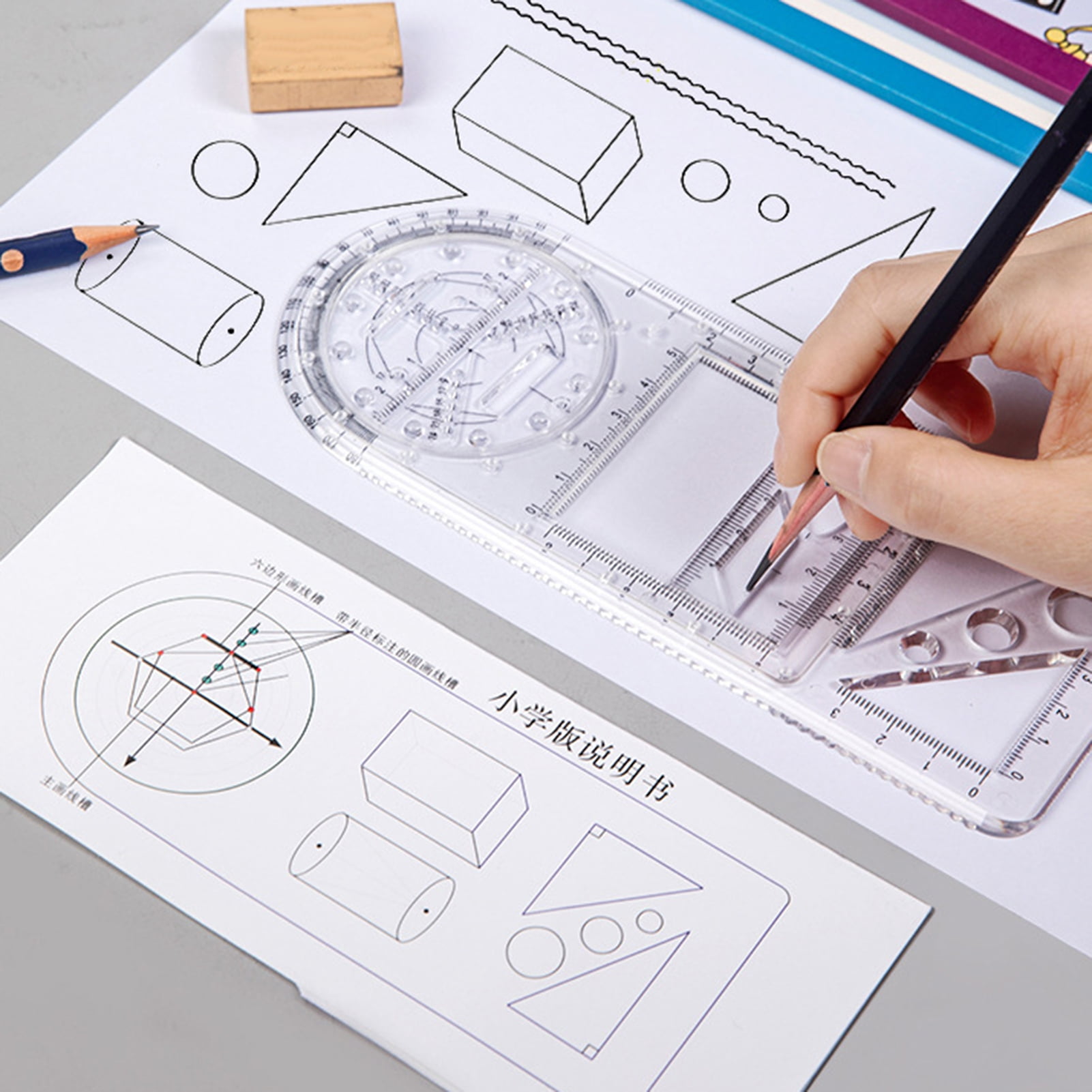 Heajfvd Multi-Functional Measuring Ruler Transparent Plastic ...