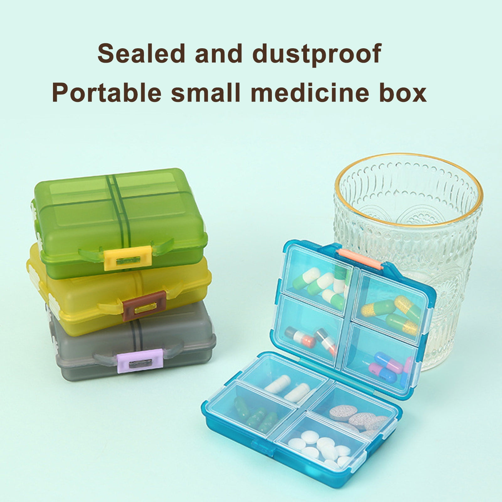 Heajfvd Pill Case Secure Buckle Close 8 Compartments Pill Dispenser ...