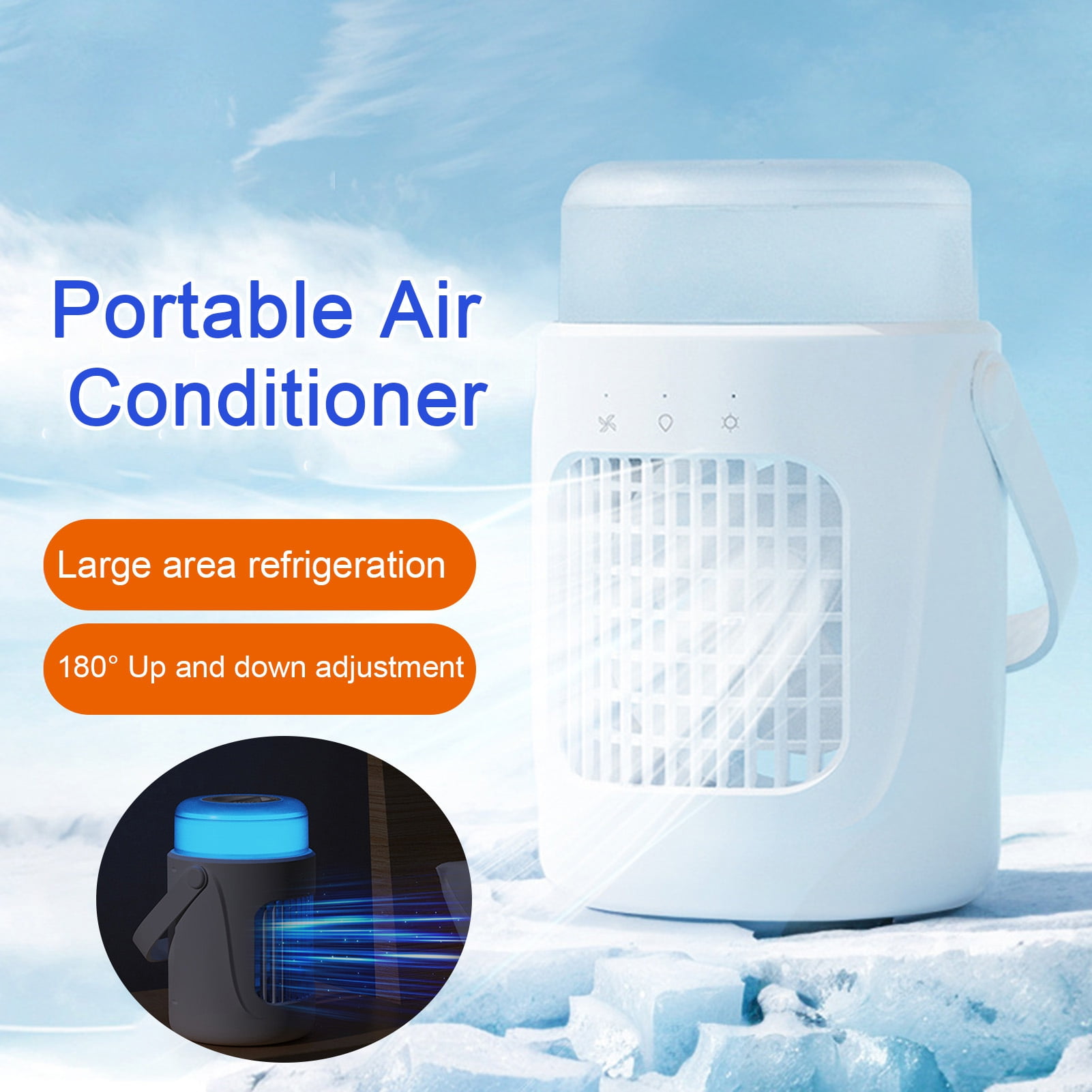 Heajfvd Portable Air Conditioner Cooling Fan 3 Speed Adjustable 600ML ...