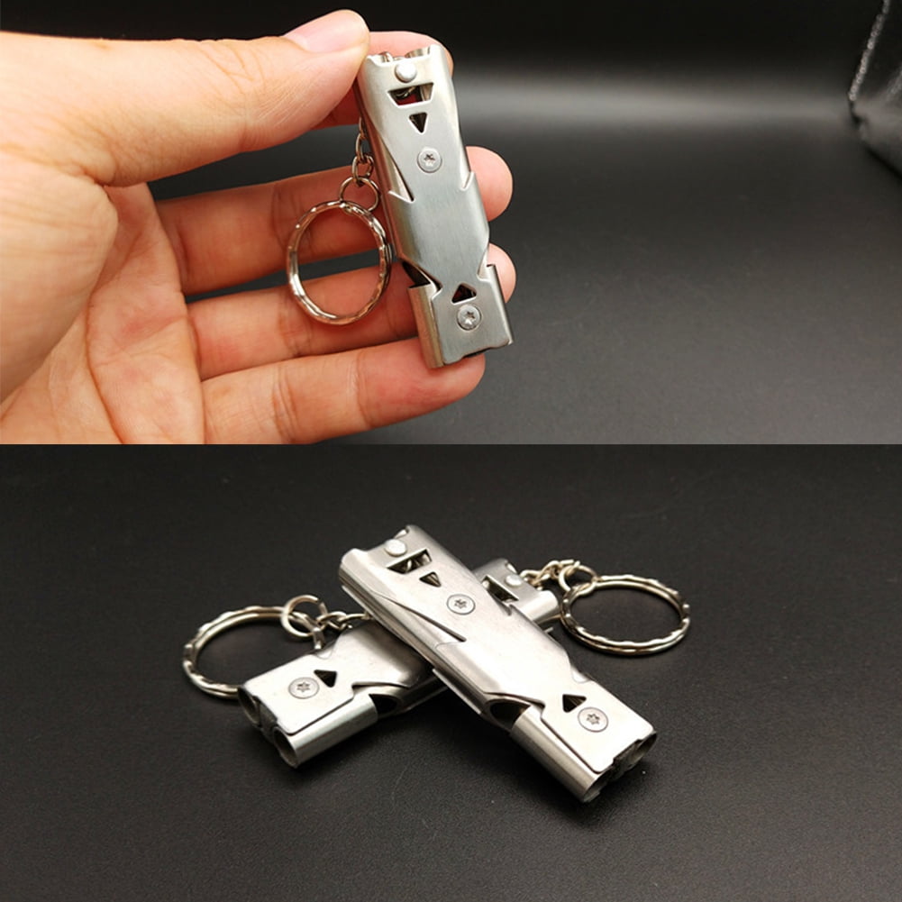 Heajfvd Portable Stainless Steel Dual-Pipe Mini High Decibels Survival ...