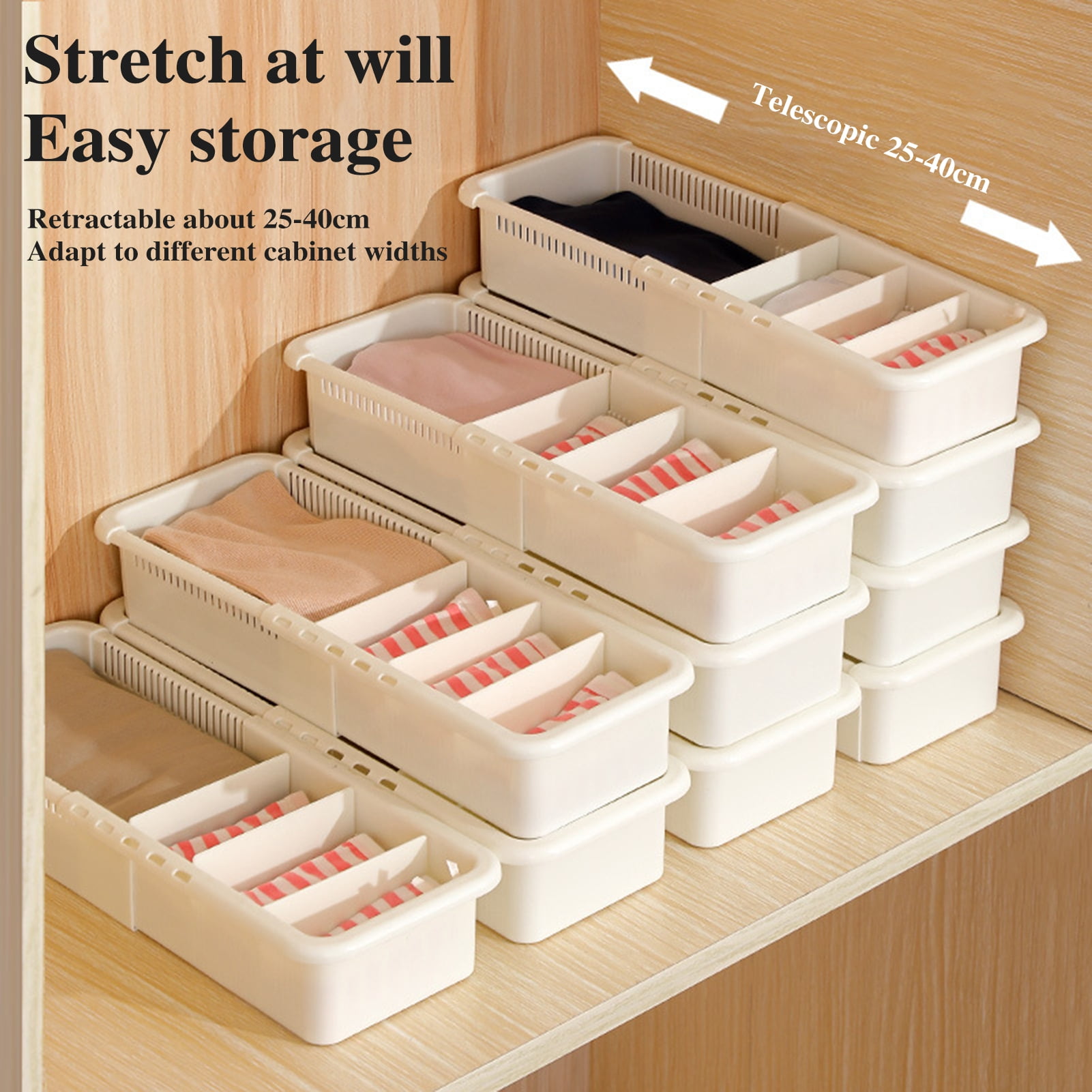 Heajfvd Retractable Storage Box Round Corners Burr-Free Large Capacity ...