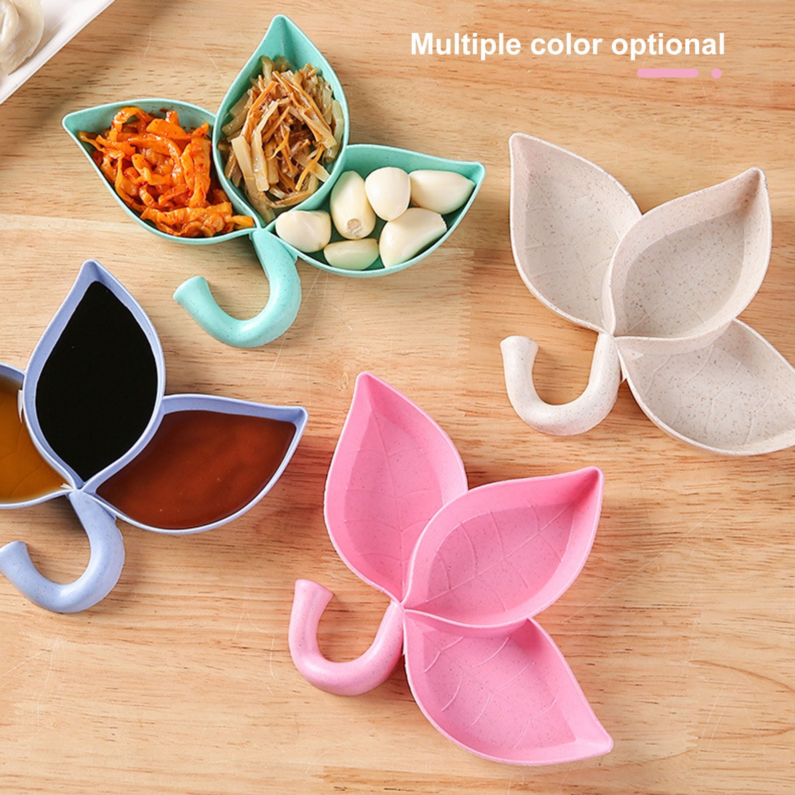 Heajfvd Seasoning Container Leaves Shape Integrated Molding 3 Grids ...