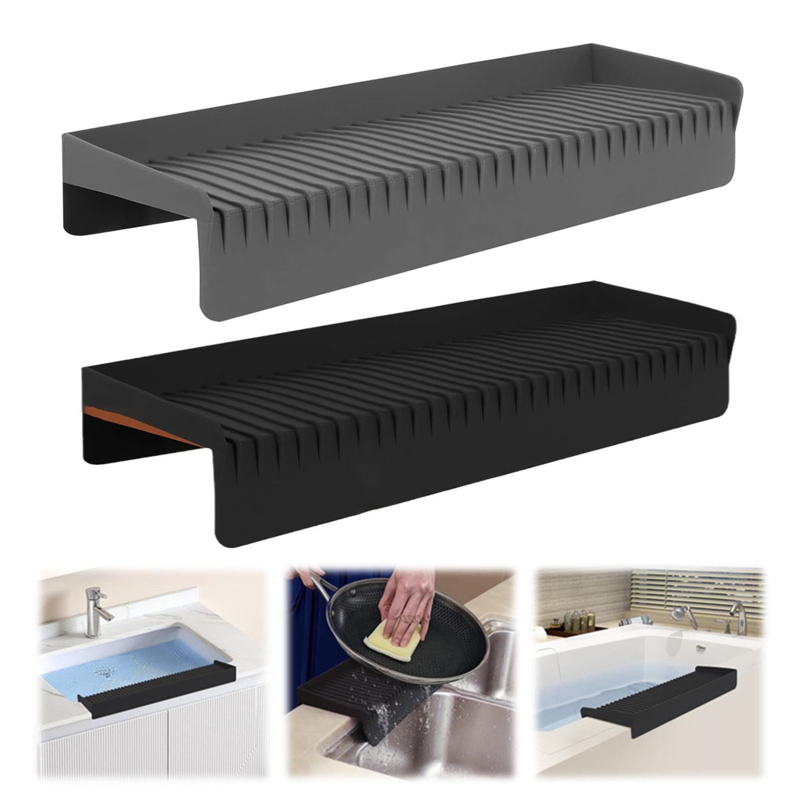 Heajfvd Silicone Sink Edge Protector Splash Guard 5-degree Tilt Anti ...