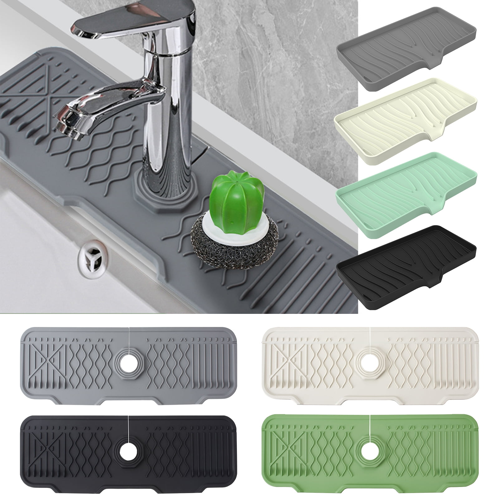 Heajfvd Silicone Sink Splash Guard Drain Mat Soap Rack Holder Faucet ...