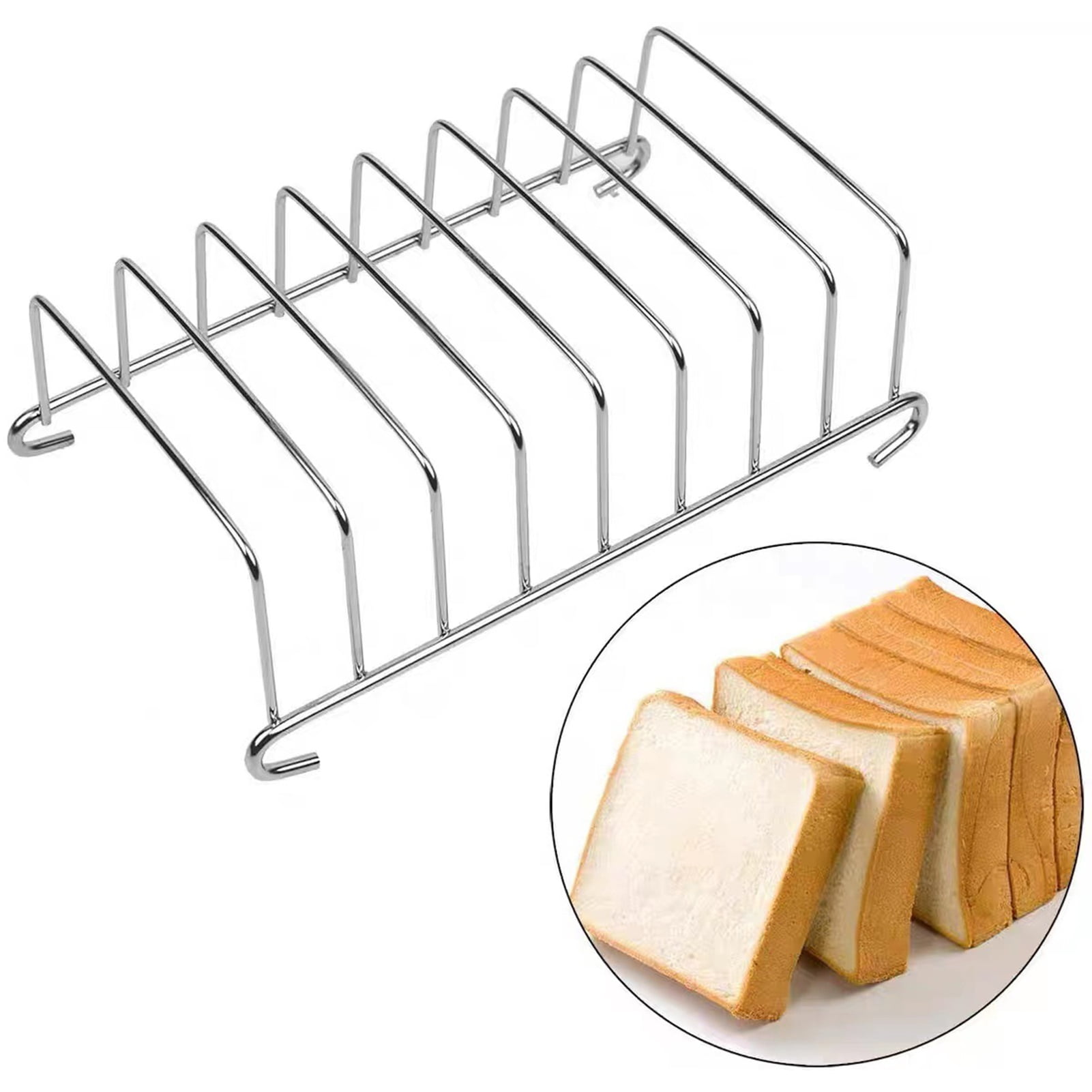 Heajfvd Stainless Steel Toast Rack 8 Slots Bread Cooling Tray Rectangle ...