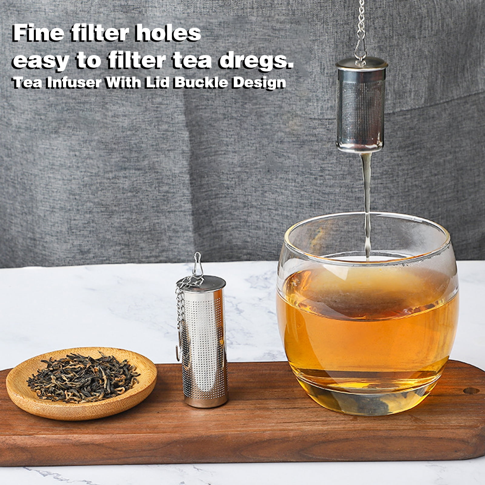 Heajfvd Tea Strainer Stainless Steel Secure Lid Fine Mesh with Handle ...