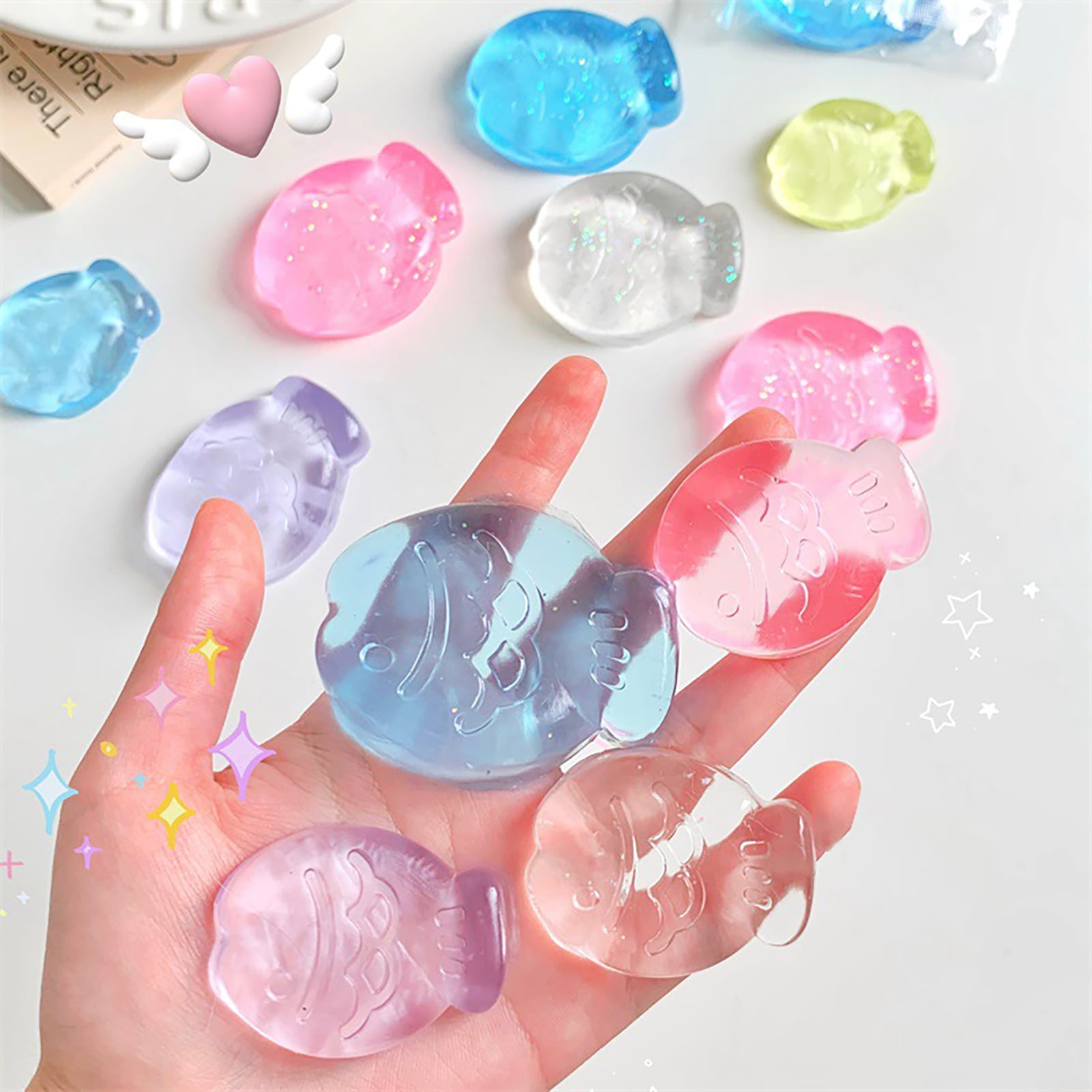 Heajfvd Transparent Fish Squeeze Toy Stress Relief Glitter Sea Bream ...