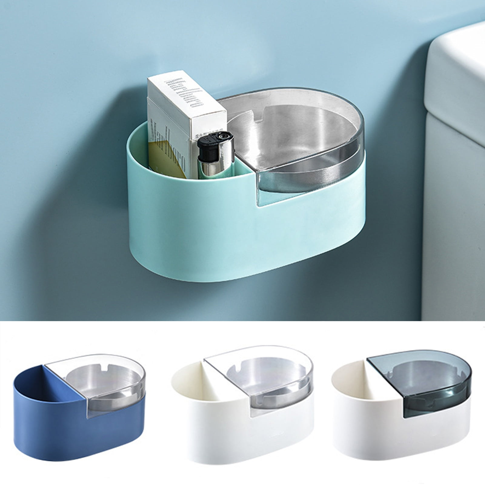 Heajfvd Wall-mounted Ash Tray with Cover Punch-free Stainless Steel ...