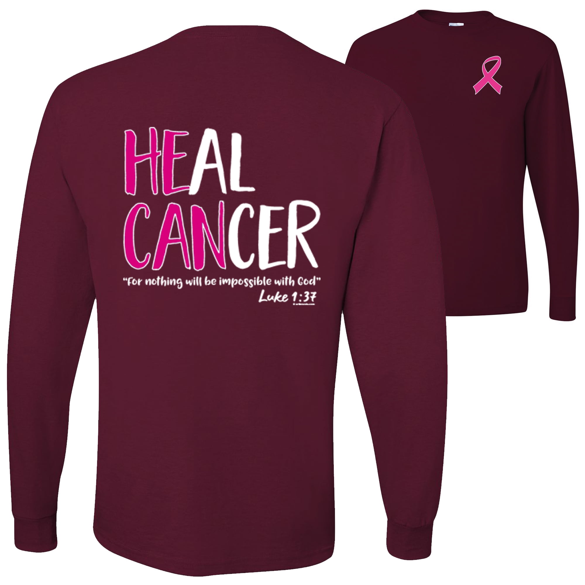 Heal Cancer Faith Jesus Believe Breast Cancer Awareness FRONT&BACK Mens ...