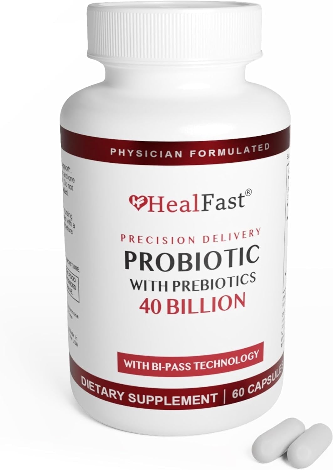 HealFast Physician Formulated Probiotic Supplement - 40 Billion CFU - Live Prebiotics and ...