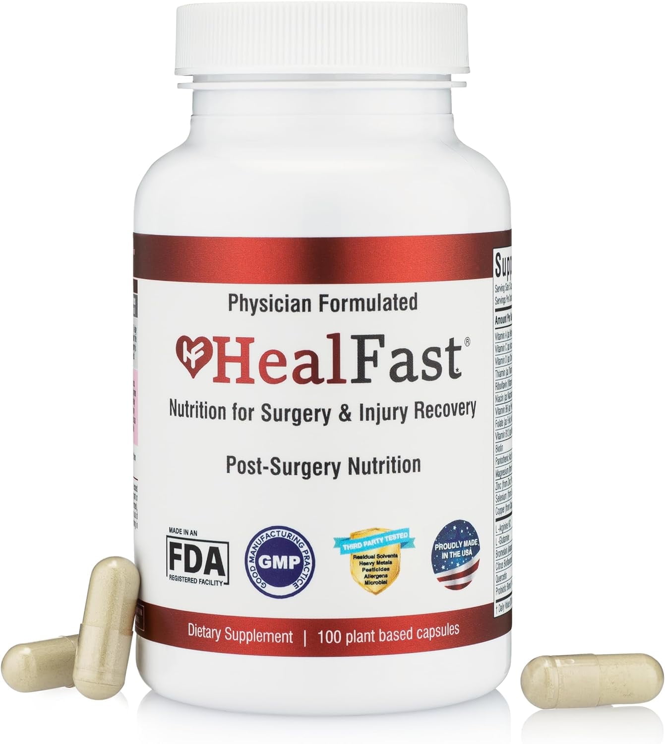 HealFast Surgery Recovery Supplement, Supports Post-Op Healing, 100 Capsules - Walmart.com