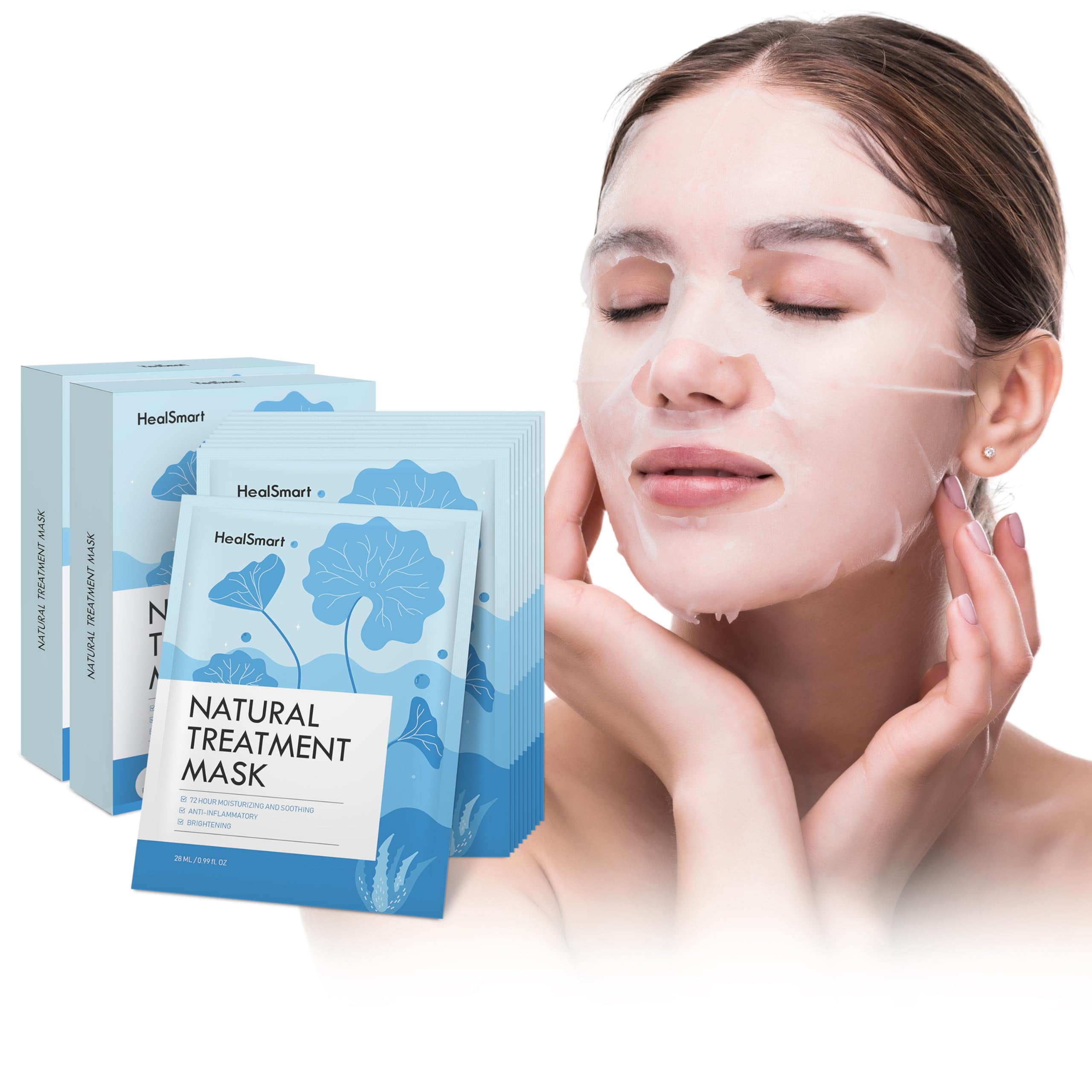 HealSmart 10 Pack Facial Mask HYZ01 72 Hour Moisturizing and Soothing ...