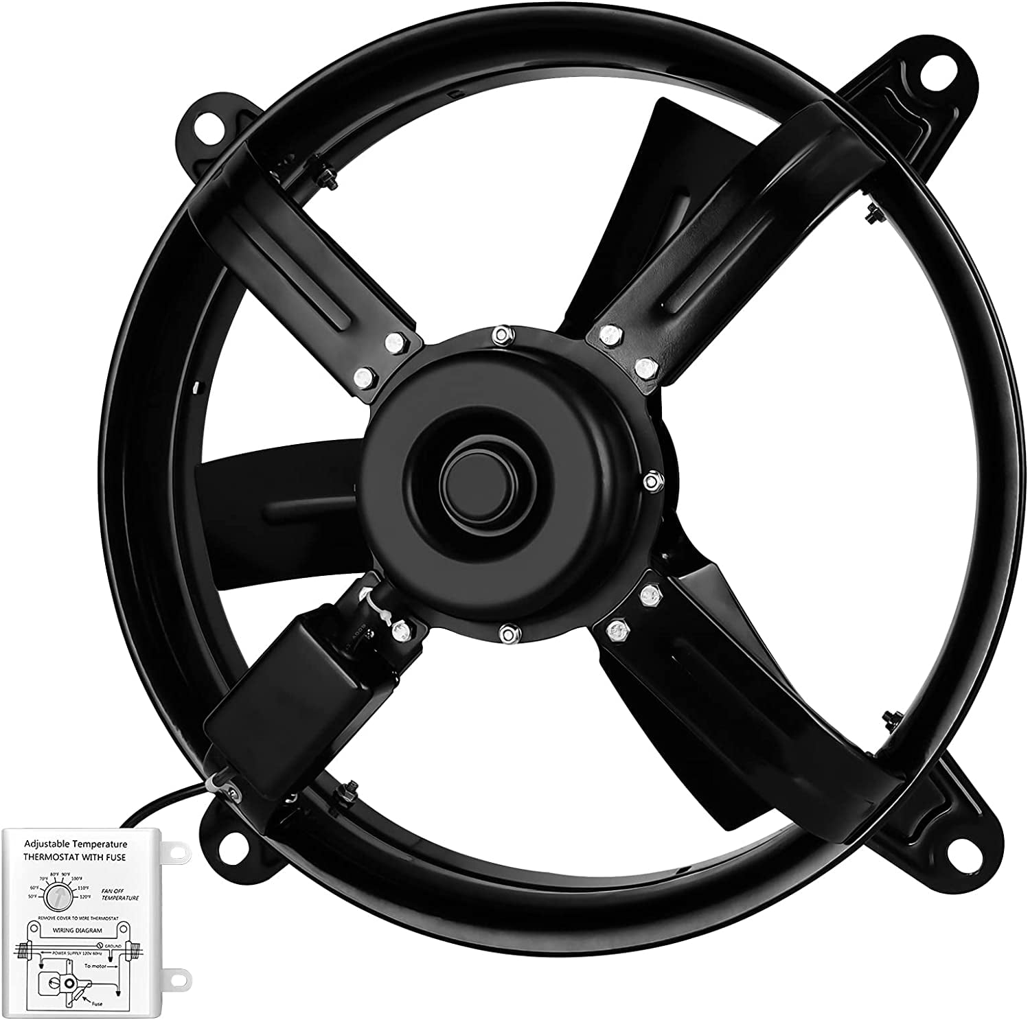 HealSmart 16 inch Attic Gable Ventilator, Mount Fan with Adjustable ...