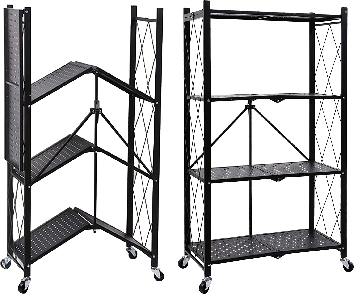 HealSmart 4-Tier Heavy Duty Foldable Metal Rack Storage Shelving Unit ...
