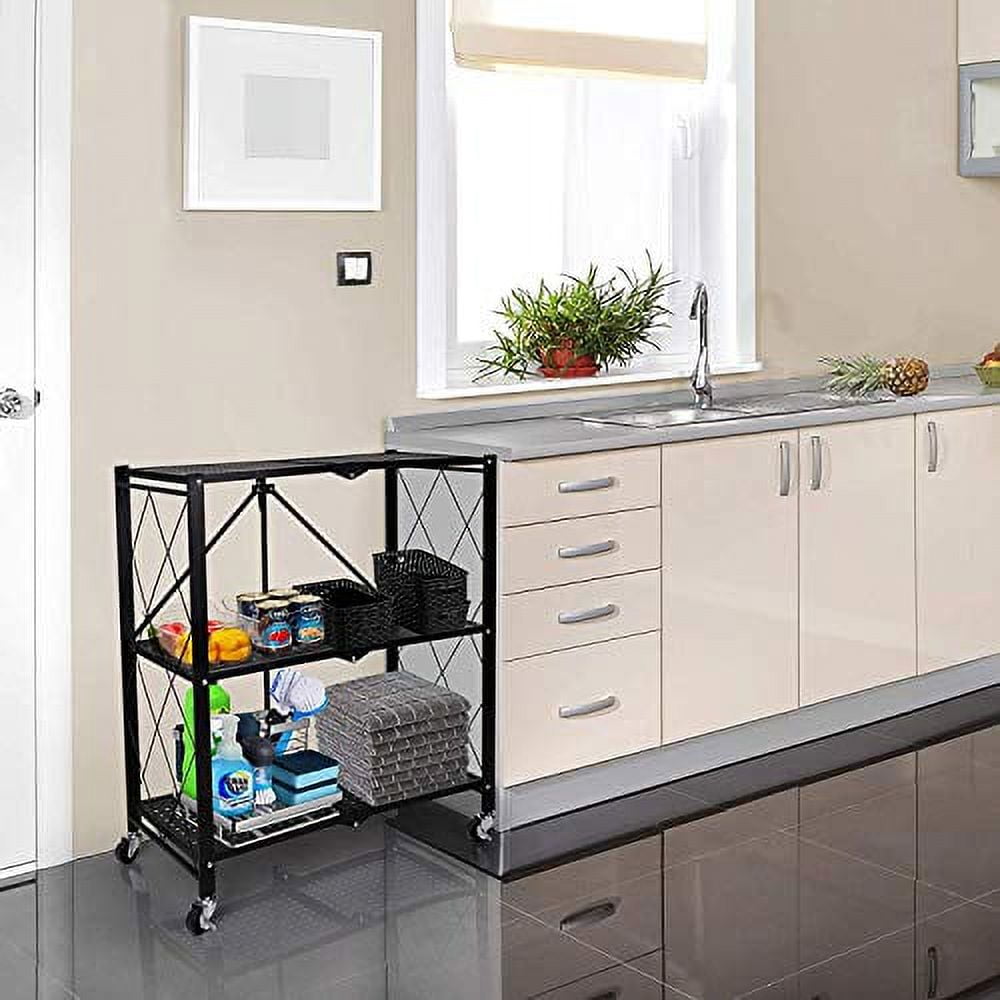 HealSmart 4-Tier Heavy Duty Foldable Metal Rack Storage Shelving Unit ...