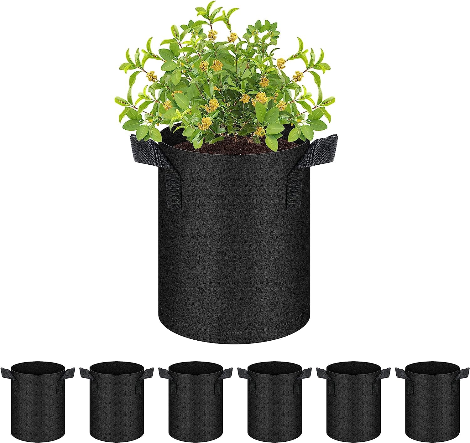 HealSmart 6-Pack 1 Gallon Nonwoven Grow Bags Plant Fabric Pot -Black ...