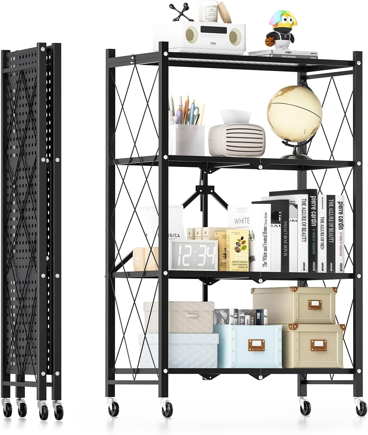 HealSmart Heavy Duty Foldable Metal Rack, Storage Shelving Unit with ...