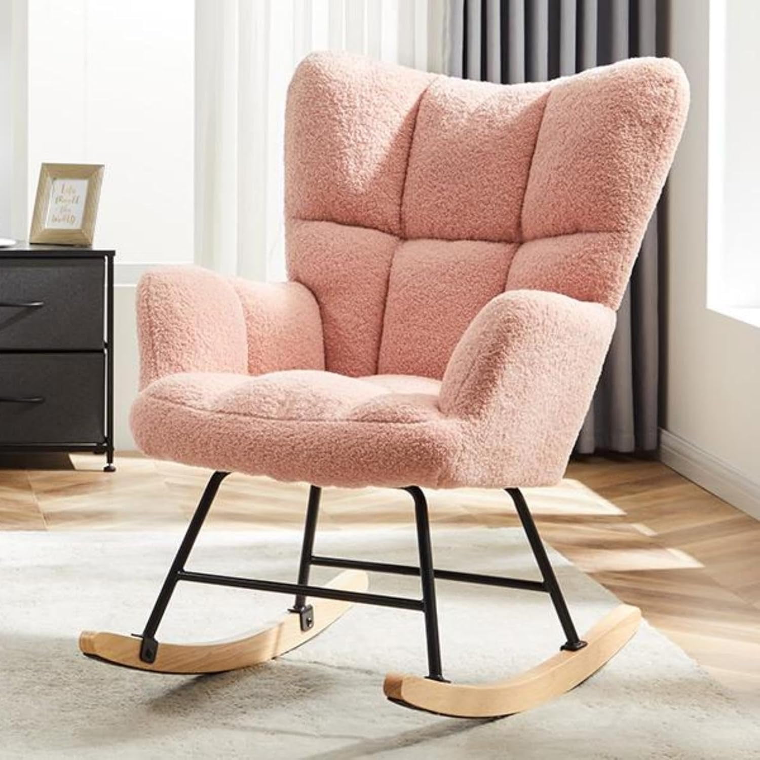 HealSmart Nursery Rocking Chair Teddy - Upholstered Glider Rocker with ...