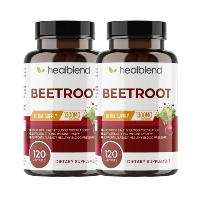 Healbend Organic Beet Root Capsules 1300mg - Nitric Oxide Booster Beets ...