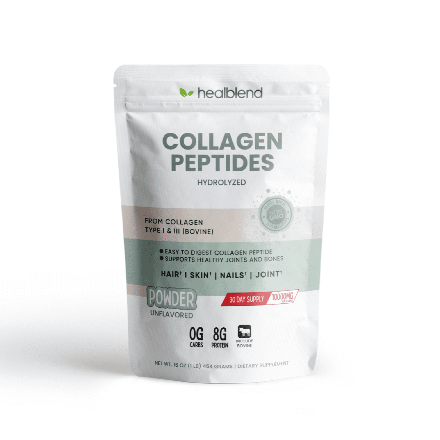 Healblend Collagen Peptides Powder, Hydrolyzed Collagen Powder Types I ...