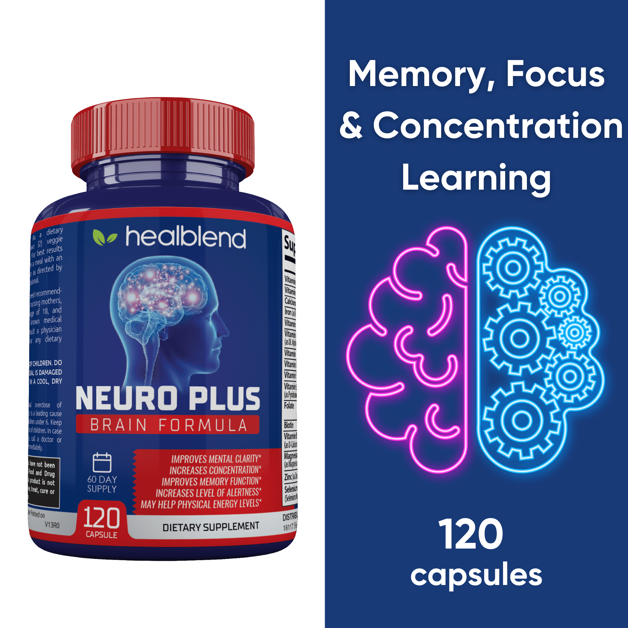 Healblend Neuro Plus - Brain & Focus Support, Memory & Clarity Boost ...