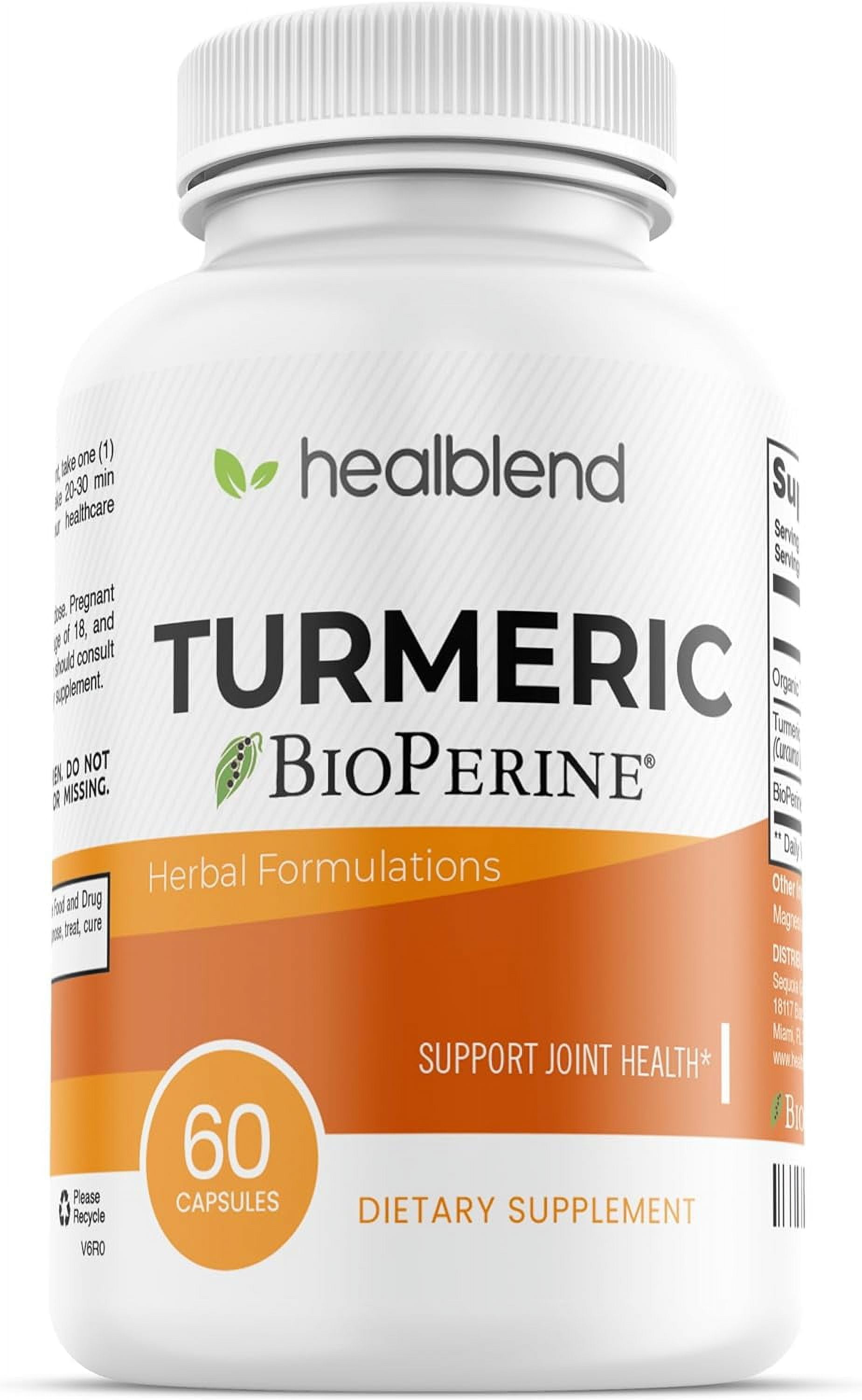 Healblend Organic Turmeric Curcumin with BioPerine Black Pepper - 95% ...