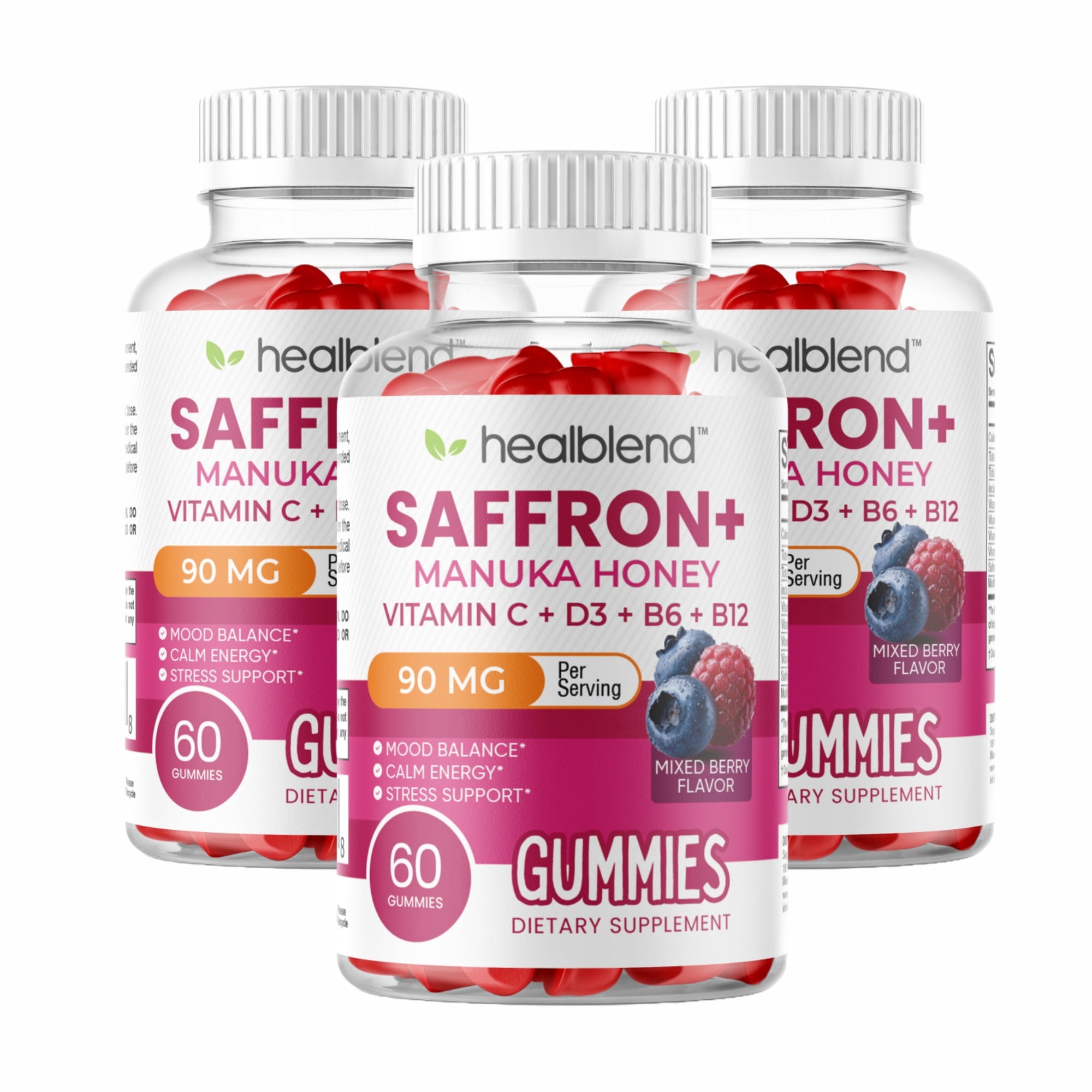 Healblend Saffron & Manuka Honey Mood Support Gummies for Stress Relief ...