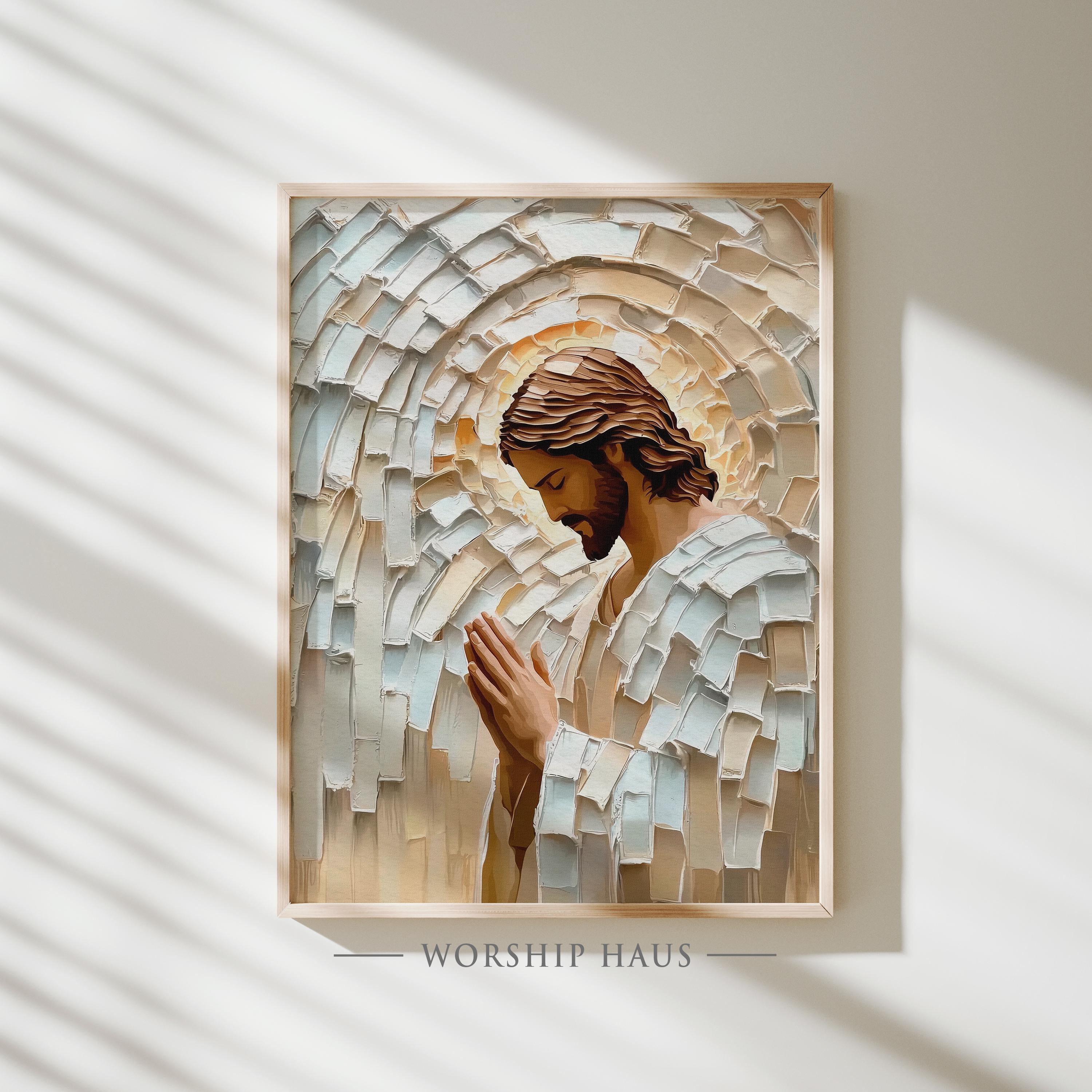 Healed Pain Christian Wall Art Jesus And Kneeling Woman Scene Religious ...