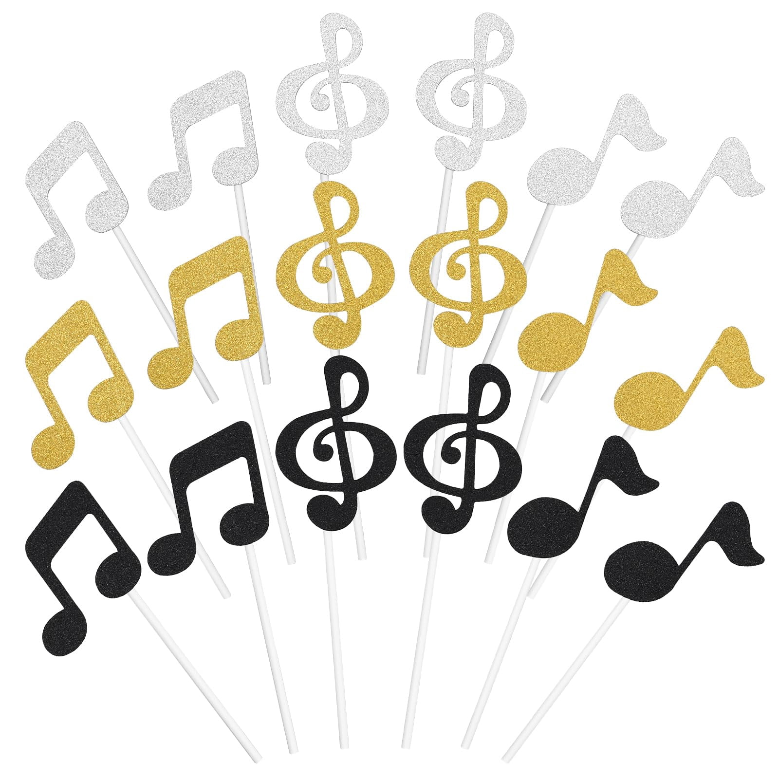 Healifty 18PCS Glitter Music Notation Birthday RST1 Cake Toppers ...