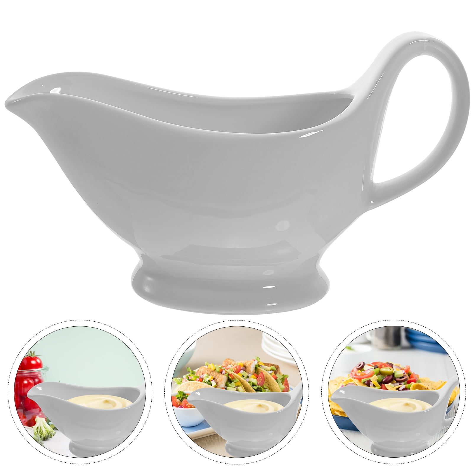 Healifty Ceramic Gravy Boat Handheld Gravy Boat Sauce Container Kitchen ...