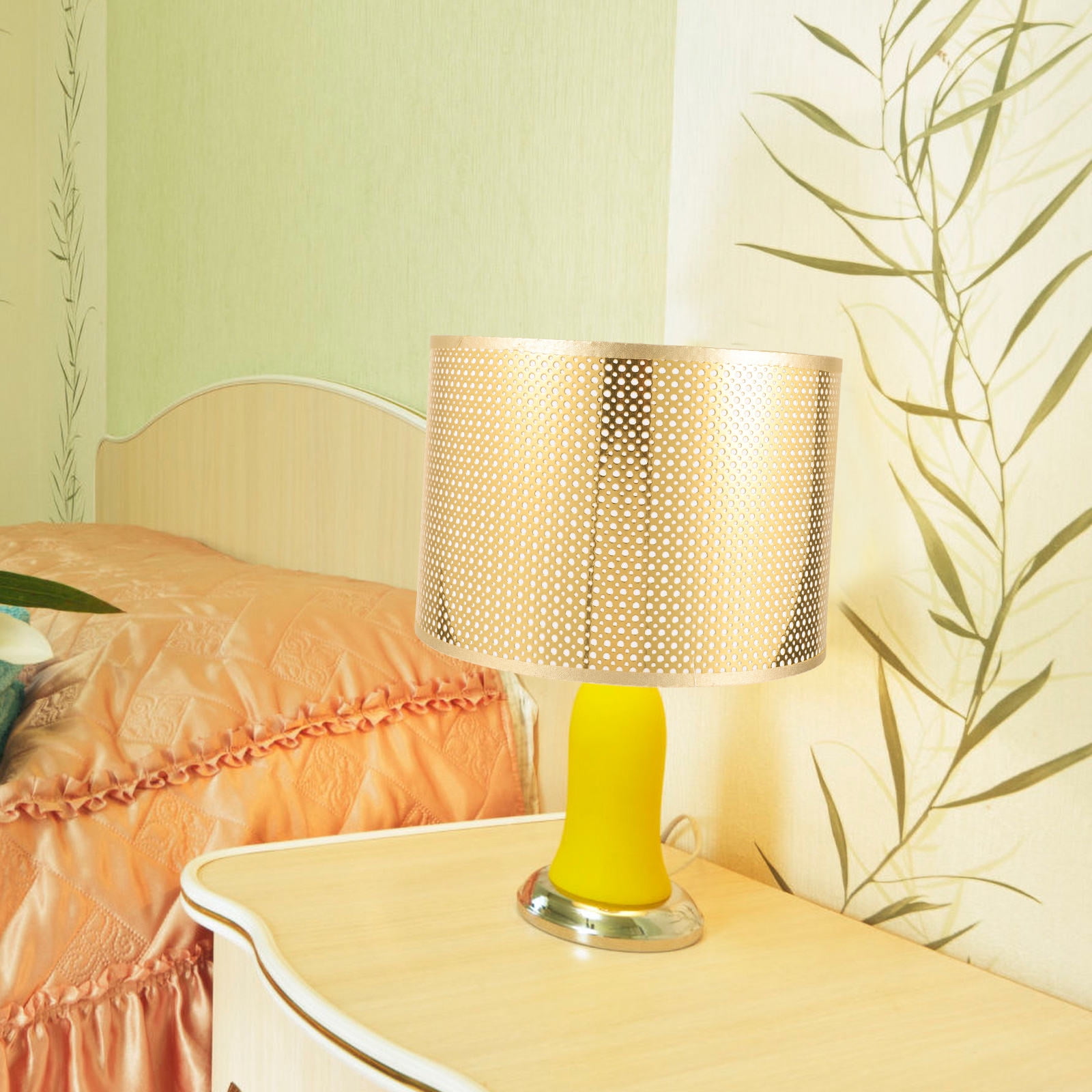 Healifty Cloth Drum Lamp Shades for Table Lamps Golden Color Practical ...