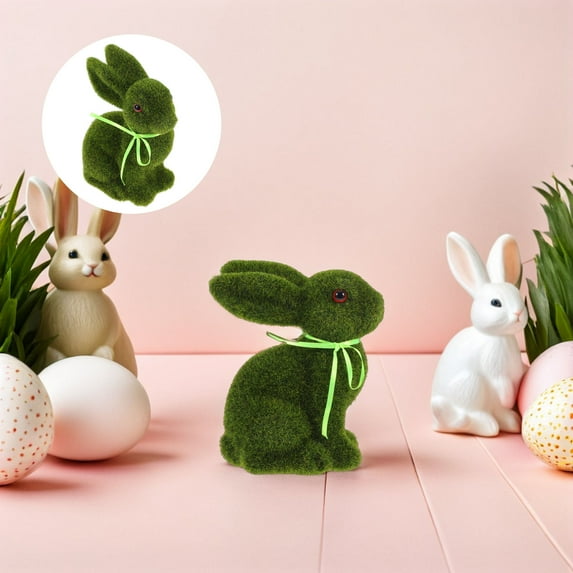Healifty Gold Easter Bunny Rabbit Statue Green Foam Decorative 1Set ...