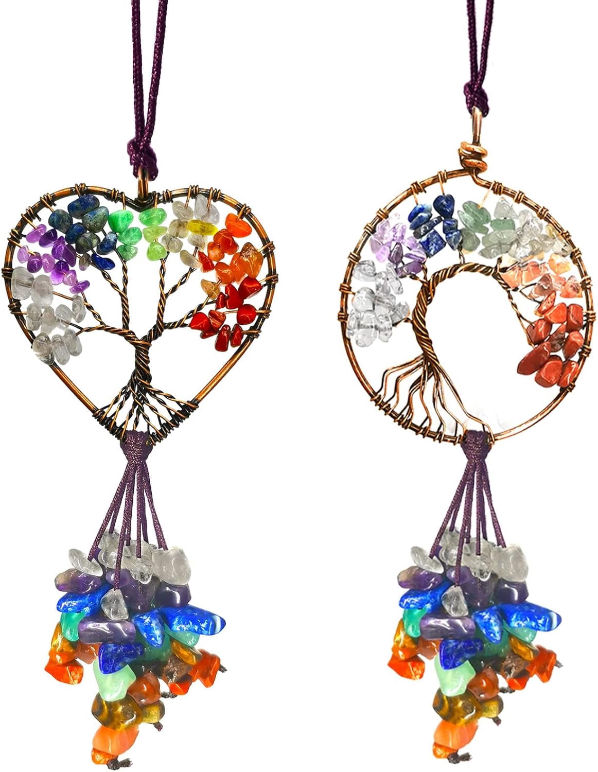 Healing Crystal Decor Tree of Life Car Mirror Hanging Accessories,7 ...
