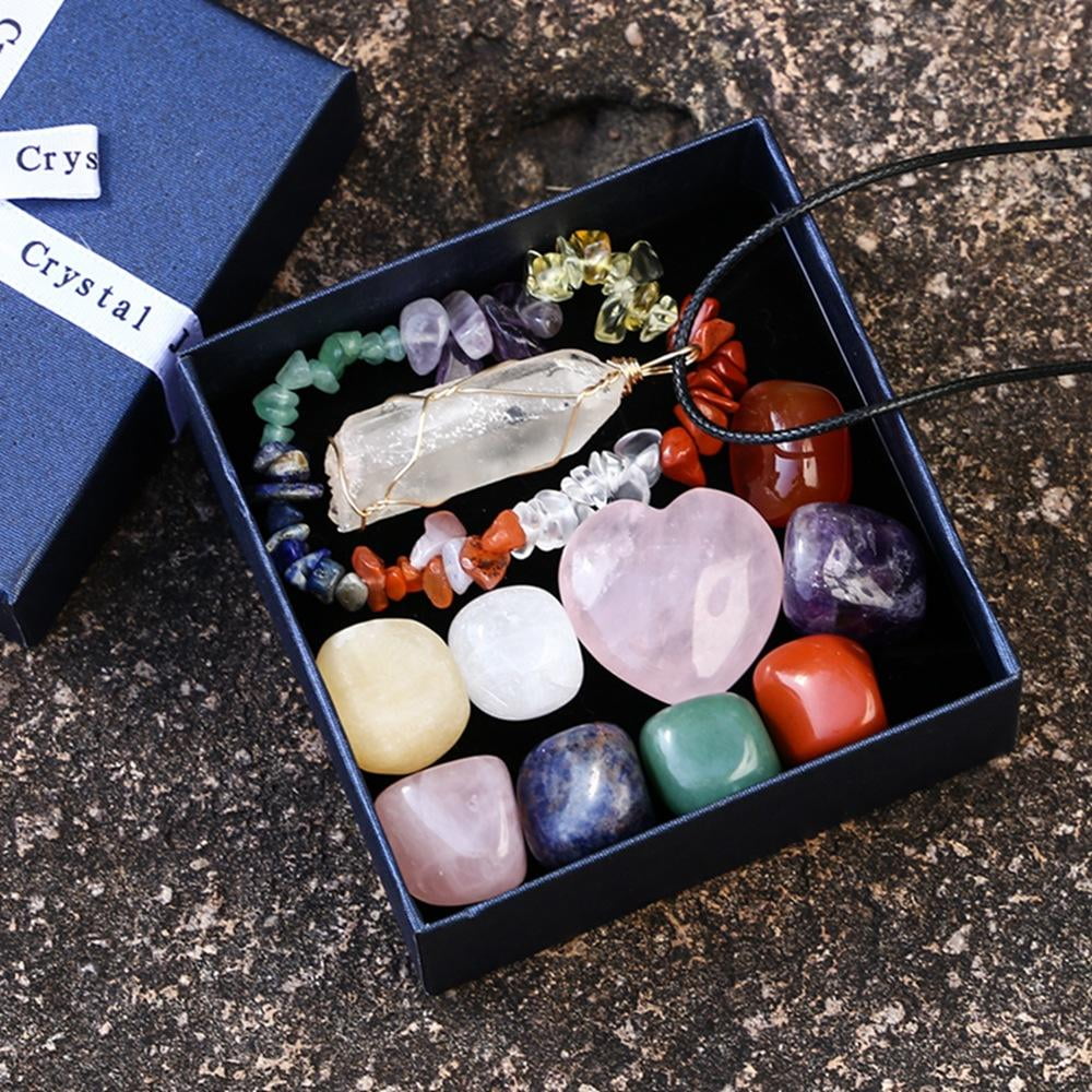 Healing Crystals Set with Gift Box Pendant and Bracelet Crystals and ...