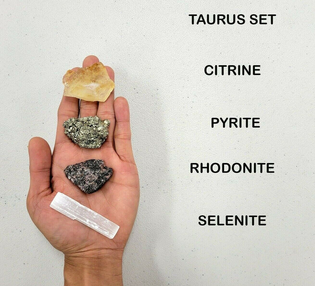 Healing Crystals for Taurus Zodiac Sign, Citrine Pyrite Rhodonite ...