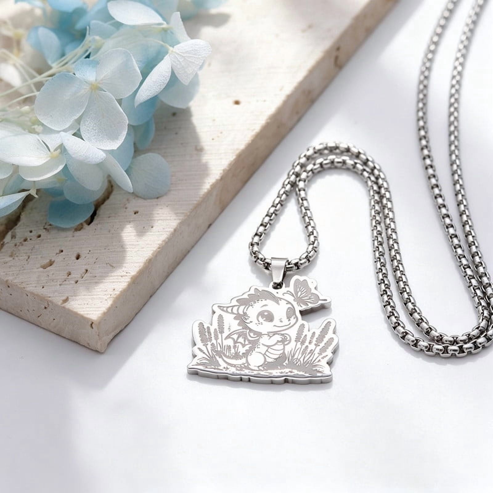 Healing Design Western Dragon Necklace Solid Stainless Steel Metal ...