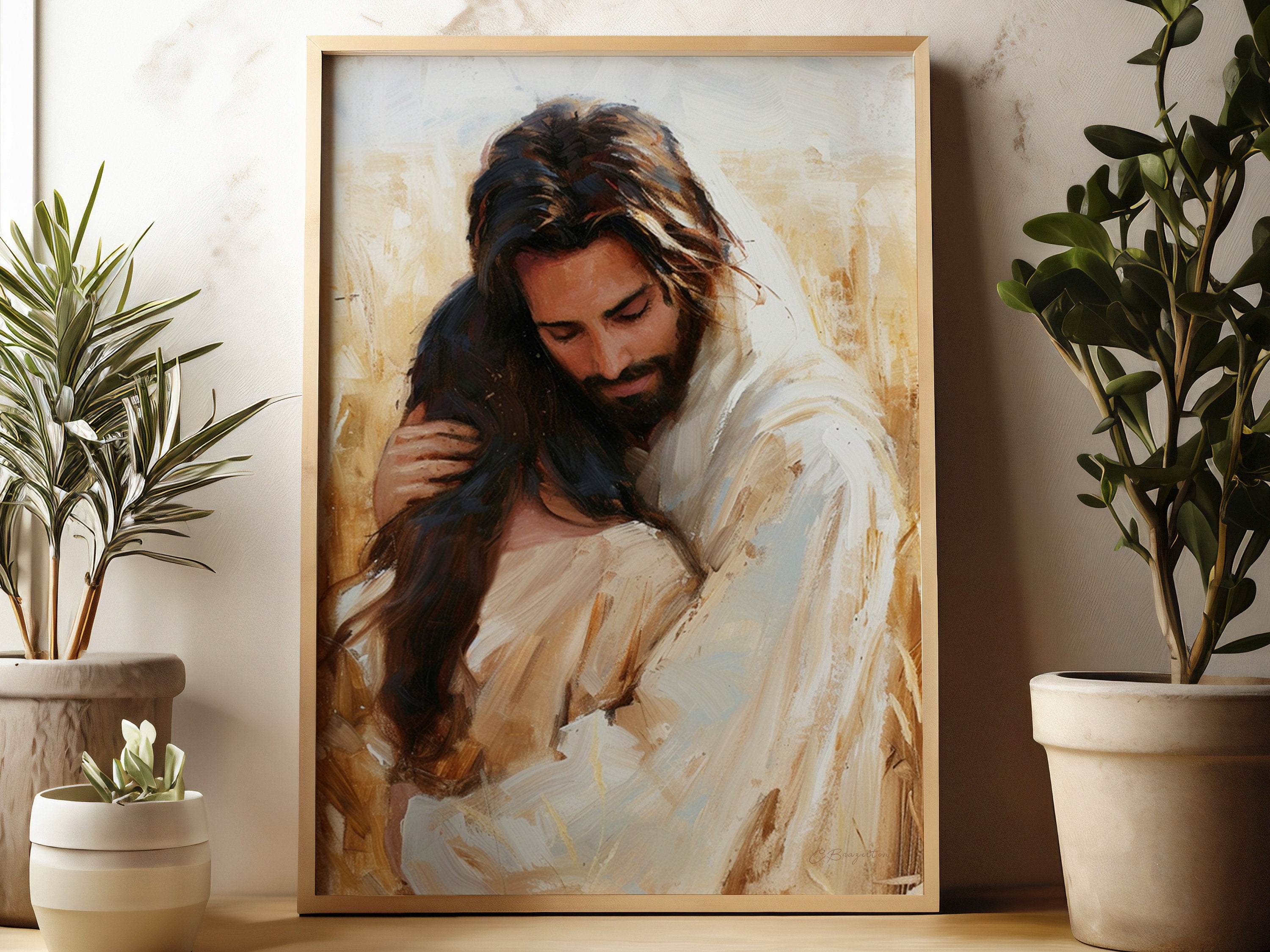 Healing Embrace | | Jesus Embracing Woman | Christian Art | Bible Wall ...