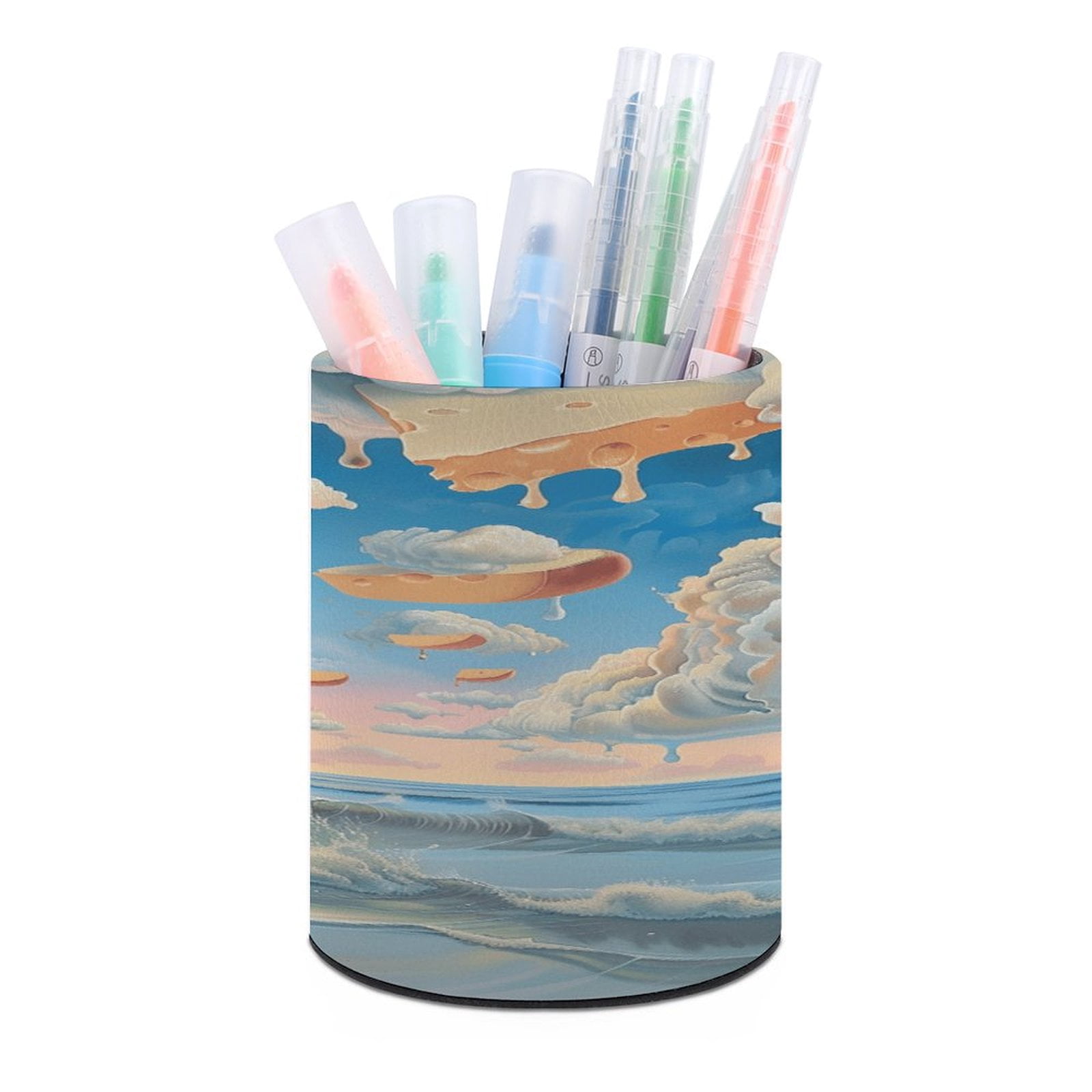 Healing Fruits Pattern PU Leather Pencil Pen Holder Desk Organizer ...