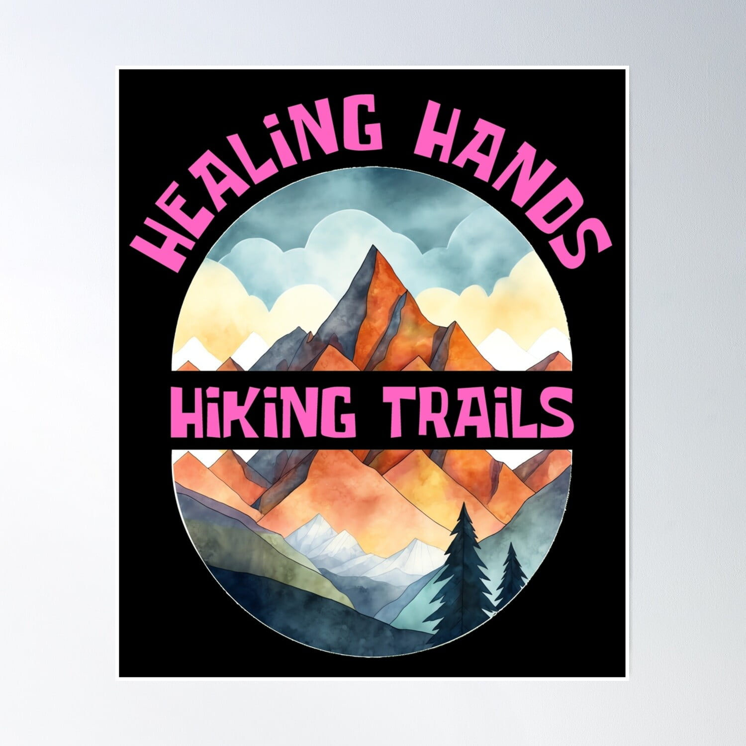 Healing Hands, Hiking Trails. Mountain Scene Poster Wall Art, Modern Wall Decor, 16x24 UNFRAMED ...