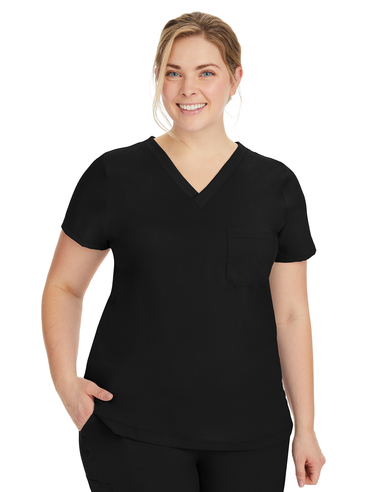 Healing Hands Purple Label Women's Jada Top 's One Pocket V-Neck Scrub Top - Medium,Black ...