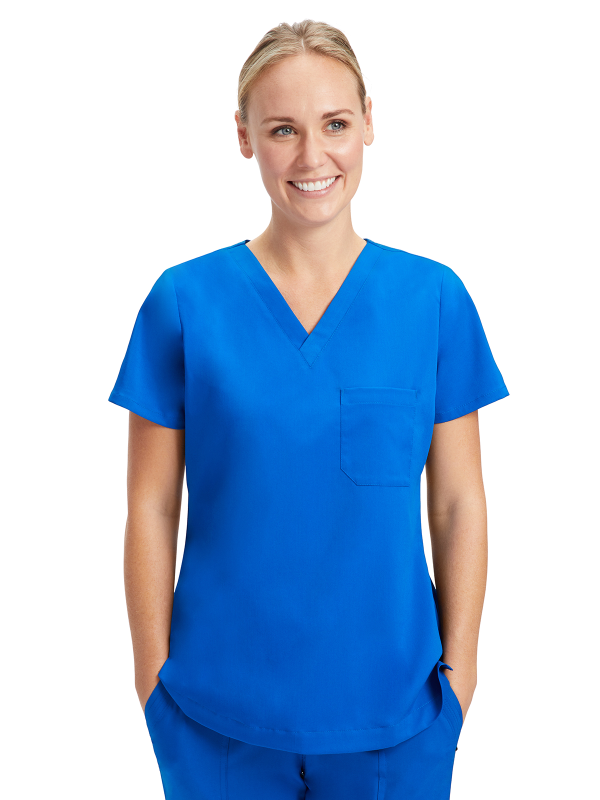 Healing Hands Purple Label Women's Jada Top 's One Pocket V-Neck Scrub Top - Medium,Royal ...
