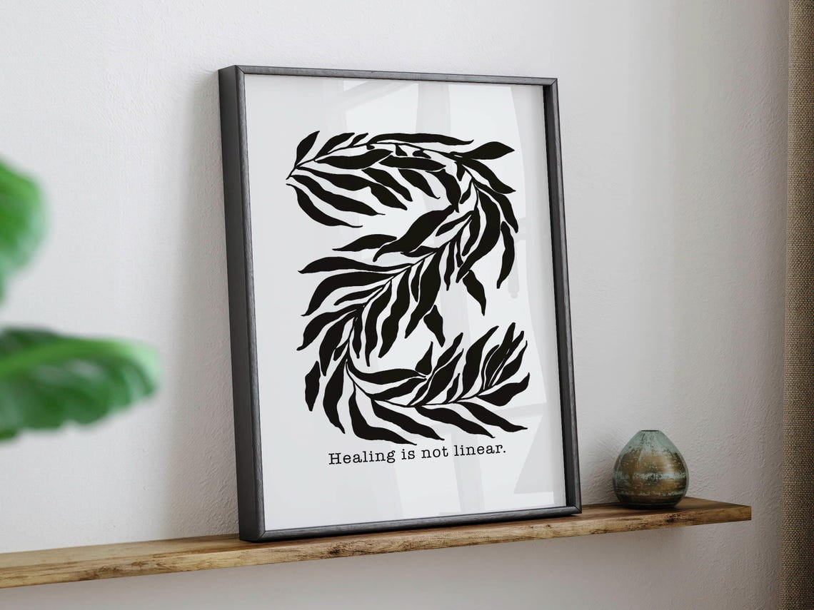 Healing Is Not Linear Mental Health Quote Wall Art Therapist Decor ...