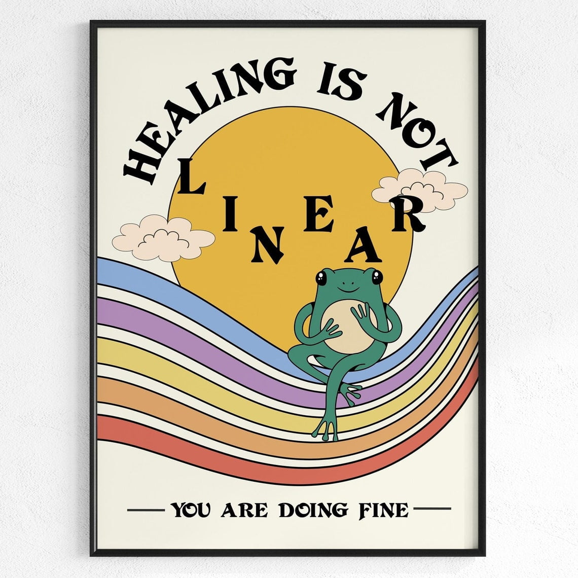 Healing Is Not Linear Poster, Retro Motivation Poster Home Office ...