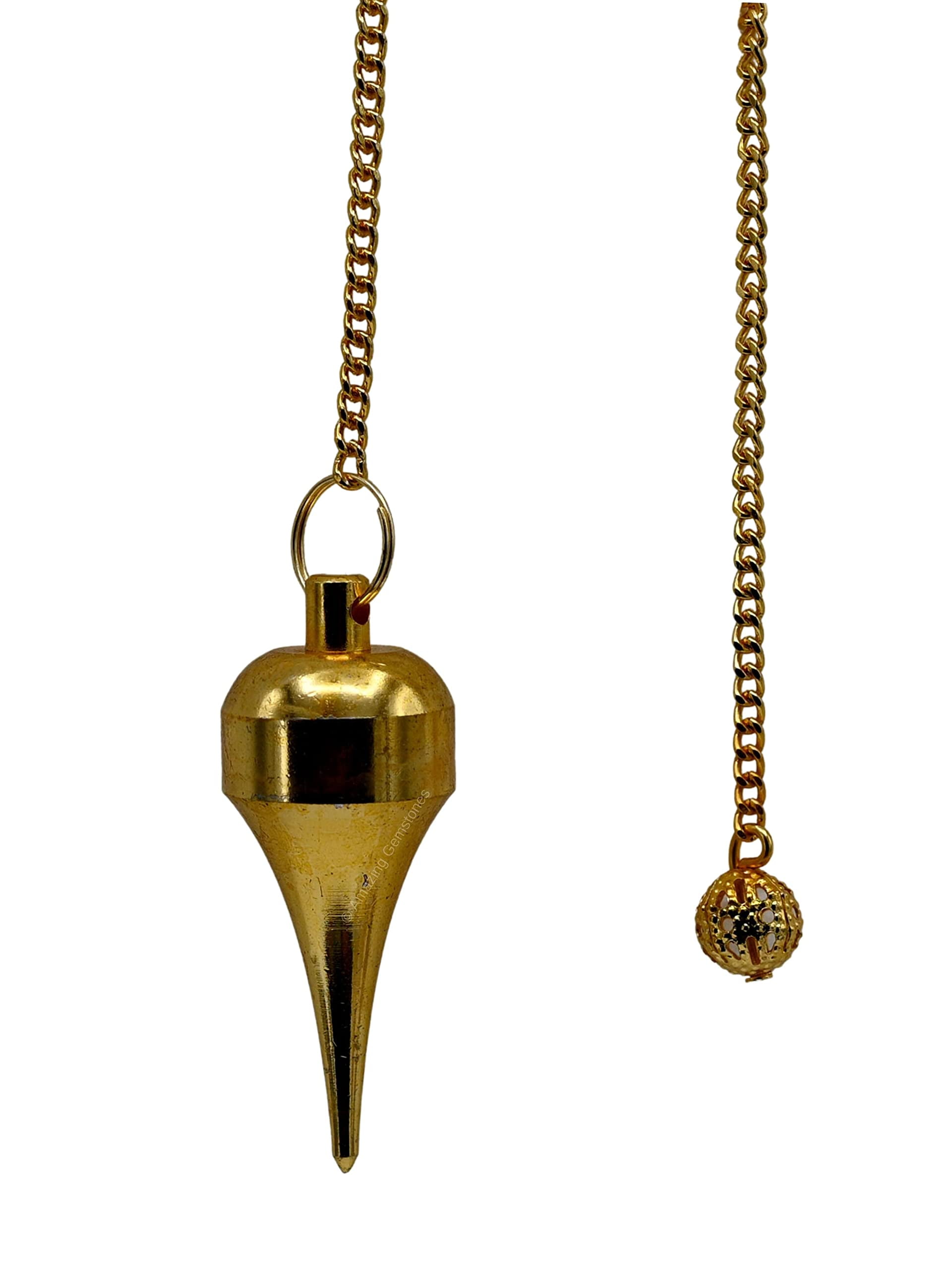 Healing Metal Pendulums for Divination, Gold Point Dome Cone Steel ...