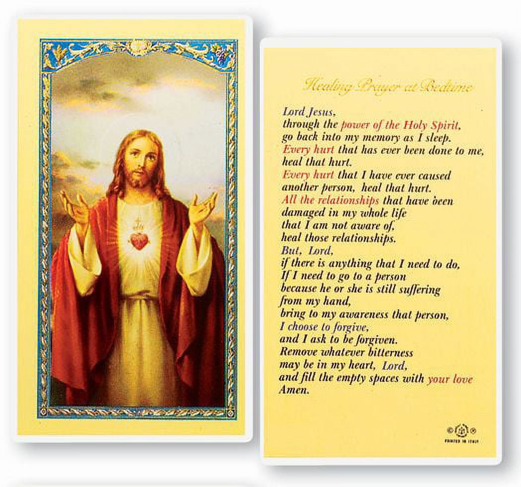 Healing Prayer at Bedtime Laminated Catholic Prayer Holy Card with ...