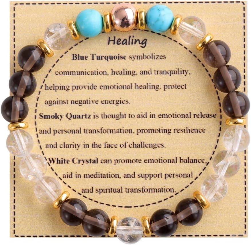 Healing Stone Bead Bracelet For Women, Natural Gemstones Balance Protection Bracelet, Spiritual ...
