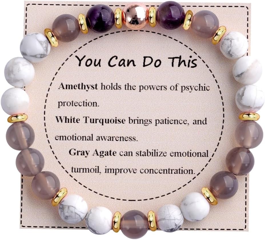 Healing Stone Bead Bracelet for Women, Natural Gemstones Balance ...