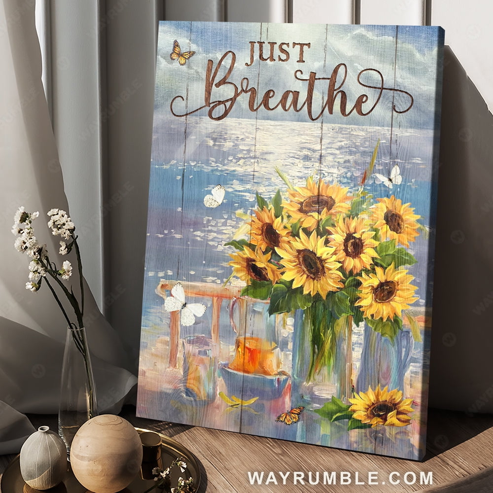Healing artwork, Pretty sunflower, Beautiful beach, Just breathe ...